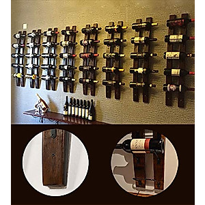 RONIXE Wall Mounted Wine Racks Rustic Barrel Stave Hanging Wine Bottle Holder Wooden Wall-Mounted Wine Rack Wine Shalf for Home Bar…