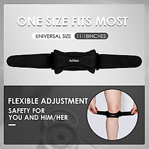 Achiou 2 Pack Patella Knee Strap, Pain Relief Patellar Tendon Support Strap, Knee Band Brace with Patella Stabilizer for Osgood Schlatter, Squats, Runner, Jumper, Tendonitis, Hiking