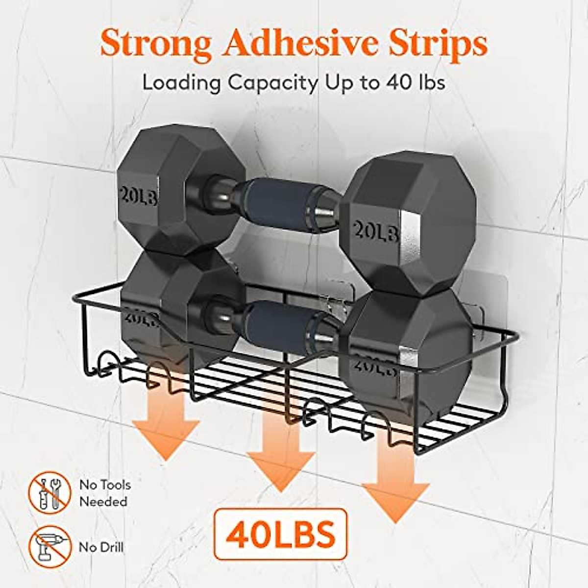 Lifewit Shower Caddy, Rustproof Stainless Steel Shower Organizer, No Drilling Traceless Adhesive Shower Shelves For Bathroom & Kitchen Storage, 2-Pack Shower Shelf (Matte Black)