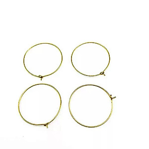 100pcs Champagne Wine Glasses Charm Rings, Bar Beverage Identifiers Glass Bottle Labeling Champagne Decor Wire Hoops Earring(20 mm,Gold)