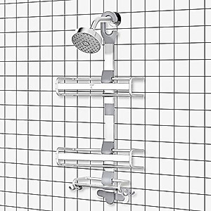 ToiletTree Products Aluminum Rustproof Shower & Bath Caddy - Hanging Storage Organizer with Hooks for Loofahs & Razors - Easy to Assemble Shower Shelf