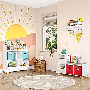 RiverRidge Kids Catch-All Toy Storage Organizer Bench with Cubbies & Toy Bins for Playroom Storage - Cubby Storage Organizer