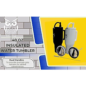 WILANKAR Tumbler 40oz Water Bottle with Lid, Handle & Flip Straw – Leakproof, Cup Holder-Friendly Travel Cup, Insulated Stainless Steel, Dishwasher-Safe, BPA-Free (Black)