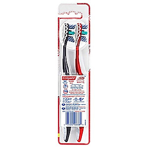 Colgate 360 Optic White Advanced Toothbrush, Medium Toothbrush for Adults,2 Count (Pack of 1)