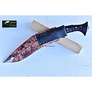 GK&CO. Kukri House Genuine Kukri Knife - 10 Blade World War II Panawal Wooden Handle Kukri/Khukuri- Handmade in Nepal