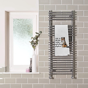 DIBOR Life is Better with A Australian Shepherd Kitchen Towels Dish Towels Dishcloth,Cute Puppy Dog Absorbent Drying Cloth Hand Towels Tea Towels for Bathroom Kitchen,Dog Lovers Girls Women Gifts