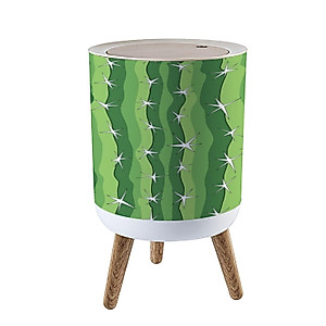Trash Can with Lid cactus pattern texture mexican saguaro tile plant seamless close up Garbage Can Round Waste Bin Press Cover Dog Proof Wastebasket for Kitchen Bathroom Living Room Nursery 1.8gal