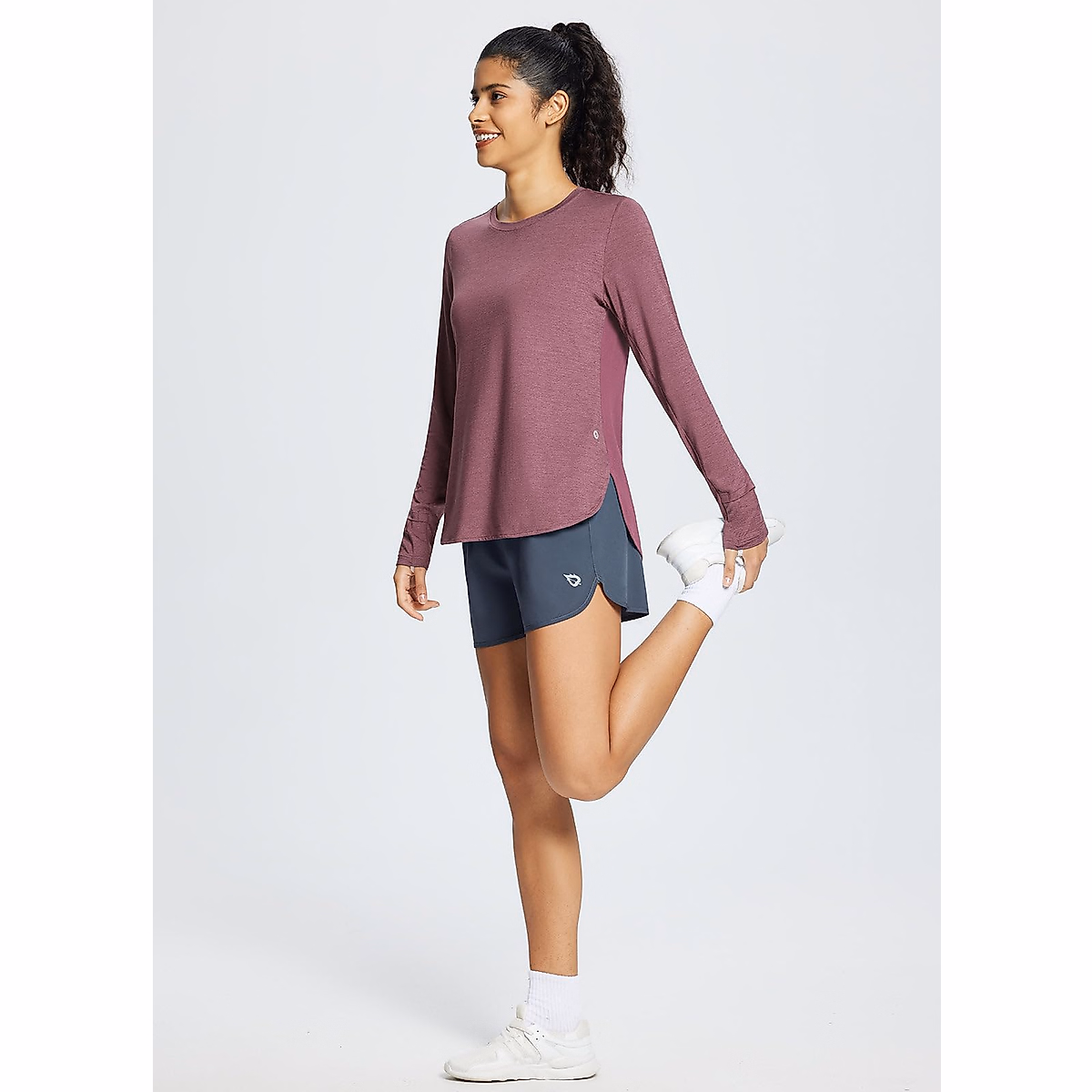 baleaf Women's Long Sleeve Running Shirts Workout Athletic Tops Quick Dry Lightweight UPF 50+ Purple M