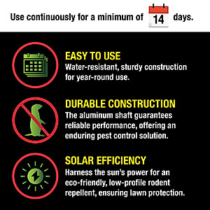 The Giant Destroyer Sonic Spike Mole & Gopher Repeller - Solar Powered Ultrasonic Animal Repellent Spikes - Repels Rodents from Lawn, Garden, & Home (1 Pack)