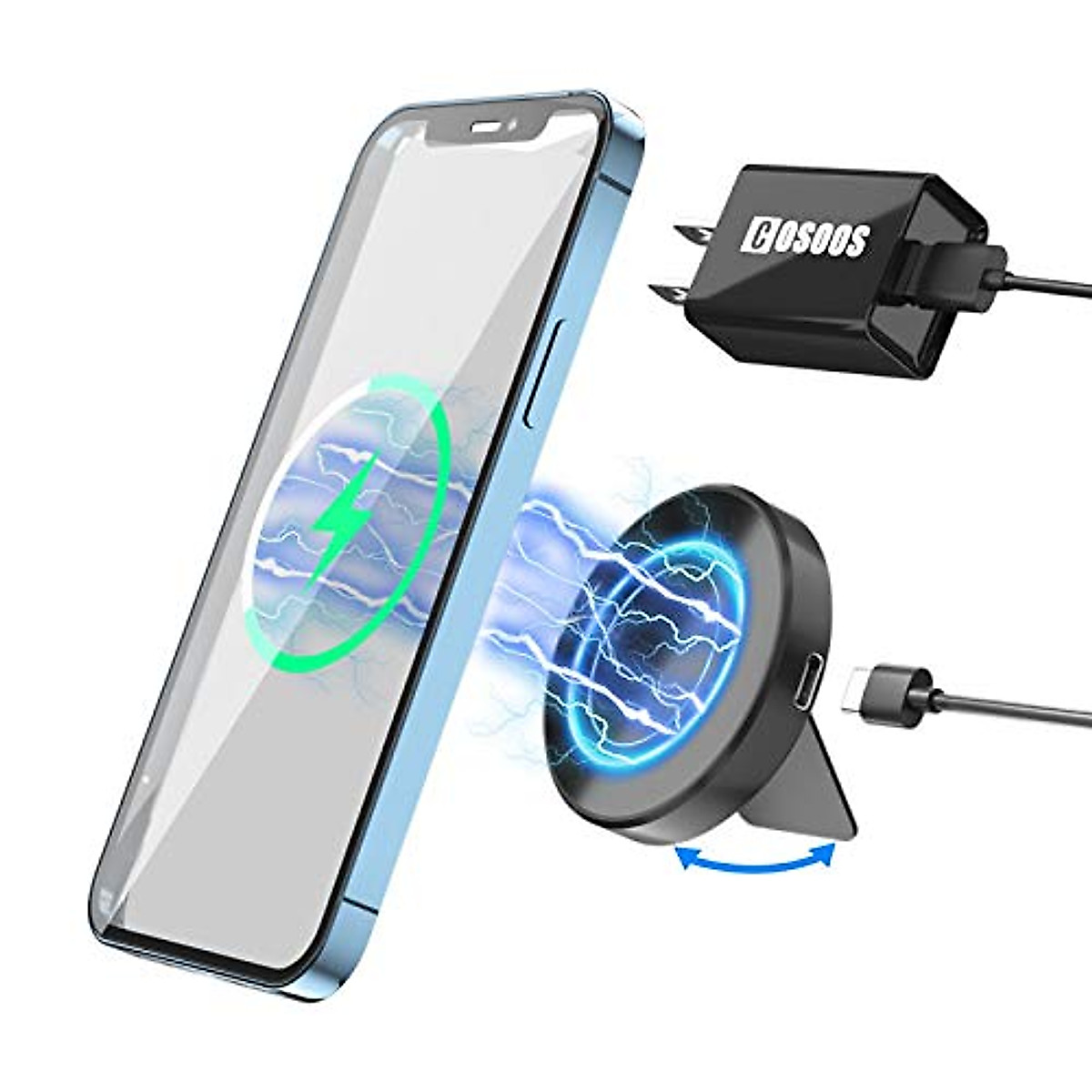 COSOOS Compatible with Mag-Safe Charger, Magnetic Wireless Charger for iPhone 14 Pro Max,14 Pro,14 Plus,14/13 Pro Max,13 Pro,12,Airpods 3,Fast Wireless Charging Pad with Adapter & 5ft Charging Cable