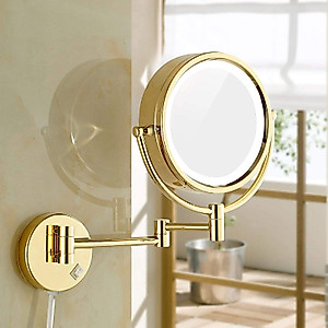 FQYYDD Illuminated Makeup Mirror 10X Magnifying Makeup Mirror With Led Light Bathroom Wall Mirror