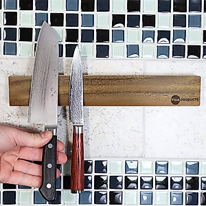 Wood Magnetic Knife Holder 16inch with Powerful Magnets Strong and Thick Wall Mount Knife Rack Easy to Install and Space Saver Organizes Your Kitchen - Multifunctional Magnet Holder, Knives Excluded
