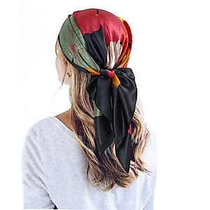 QBSM 35'' Satin Large Square Head Scarf Silk Feeling Neck Scarves Hair Sleeping Wrap Lightweight Headscarf for Women