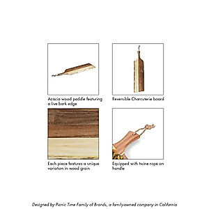 TOSCANA - a Picnic Time brand - Artisan 30" Acacia Charcuterie Board with Raw Wood Edge, Cheese Board, Serving Platter, (Acacia Wood)