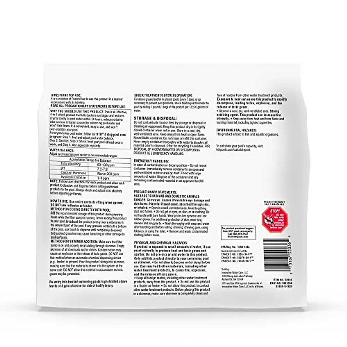 HTH Pool Care Shock Advanced, Swimming Pool Chemical Prevents Bacteria & Algae, Cal Hypo Formula, 1 lb (Pack of 6)