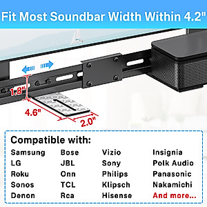 Sound Bar Mounts Under TV for Samsung, Vizio, Bose, LG and More Soundbar TV Mount with Remote Holder - Height Adjustable Soundbar Mounting Bracket Under TVs Hold Up to 35 Lbs