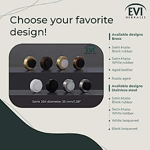 EVI | Wall Mounted Doorstop | Natural Silicone | Adhesive or Screw Installation | Brass Matte | Mod. I-254 (Brass Matte - Black Rubber)