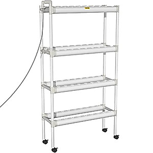 VEVOR Hydroponics Growing System, 72 Sites 8 Food-Grade PVC-U Pipes, 4 Layers Indoor Planting Kit with Water Pump, Timer, Nest Basket, Sponge, for Fruits, Vegetables, Herbs, White