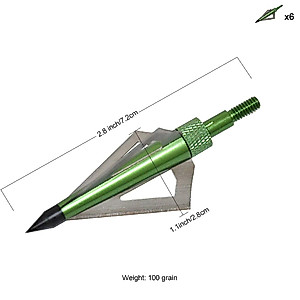 IRQ 20 Inch Crossbow Bolts and Crossbow Broadheads Set, Carbon Crossbow Arrows for Hunting and Outdoor Practice, 12 Green Arrows, 6 Broadheads(18 Pack)