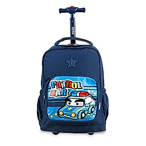 J World New York Kids' Sparkle Rolling Backpack, Patrol, One Size