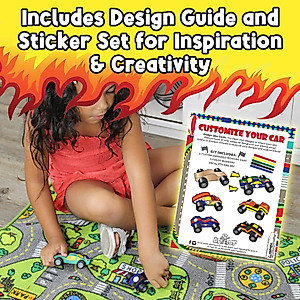 Attatoy DIY Craft Wood Car Kit (5-Pack); Unfinished Mini Wooden Race Car Craft Project for Kids