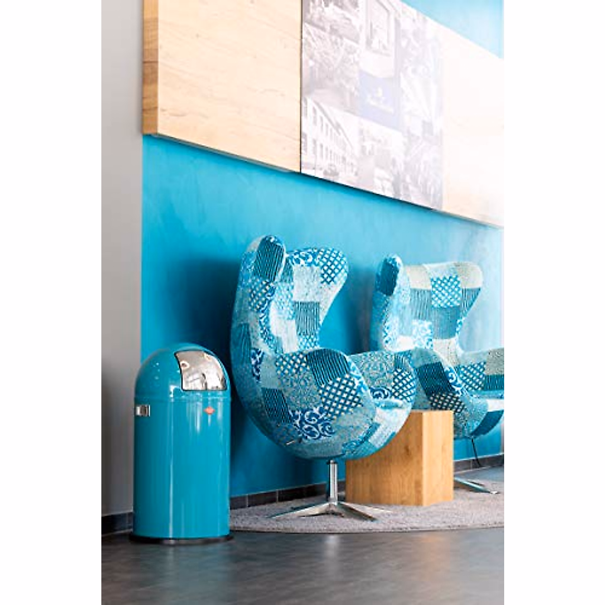 WESCO Pushboy Push Door Trash Can, Turquoise