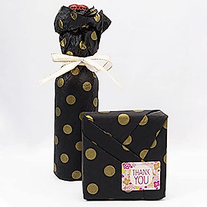 MR FIVE 30 Sheets Black Gold Polka Dot Tissue Paper Bulk,20" x 28",Gift Wrapping Tissue Paper,Black Tissue Paper for Gift Bags,DIY and Crafts,Wrapping Paper for Graduation,Birthday,Holiday