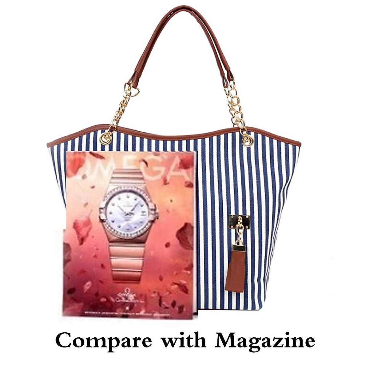 Rullar Women Tassel Canvas Handbag Purse Stripes Tote Fashion Shoulder Bag Large Capacity Satchel(Blue Stripe)