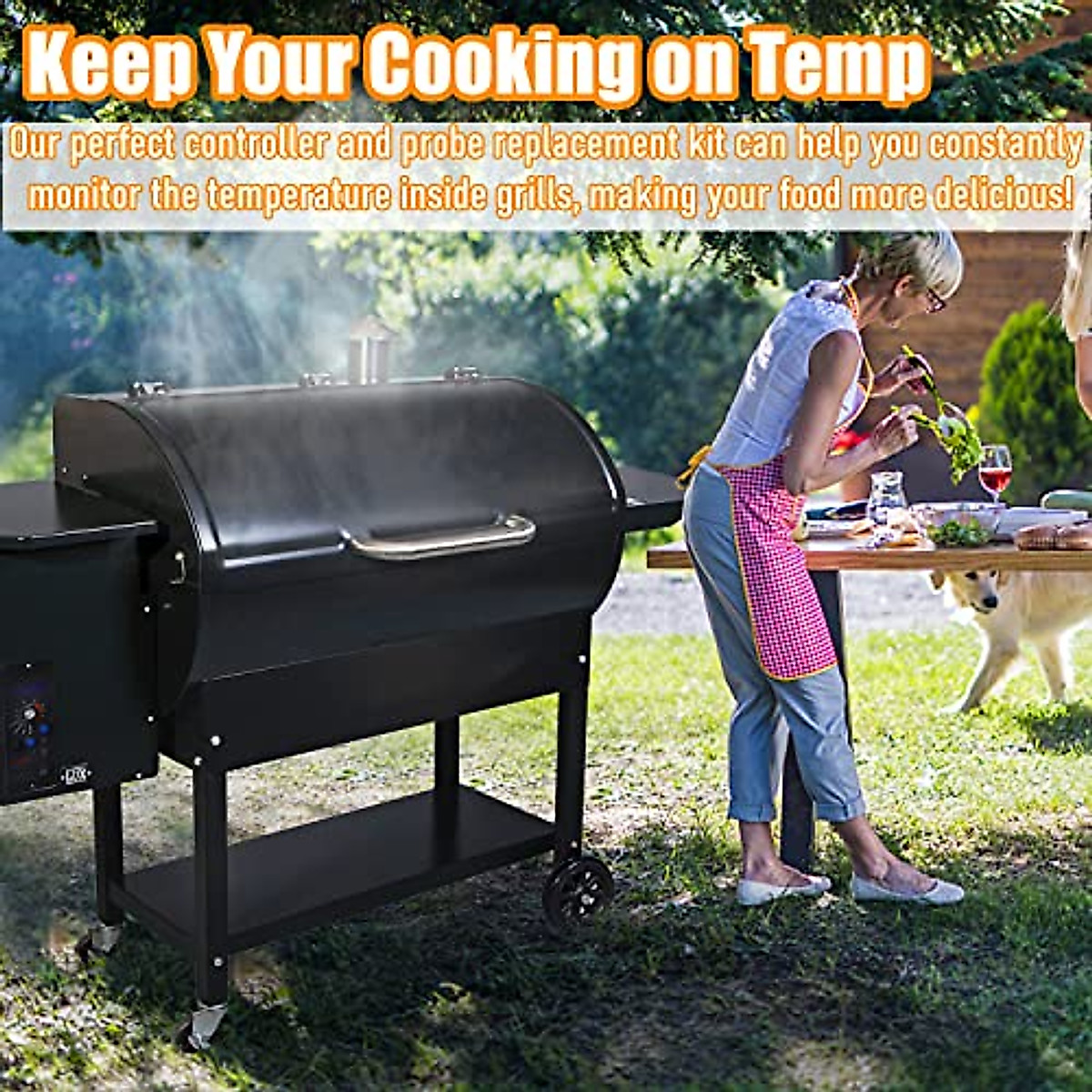 Digital Thermostat Controller Kit Replacement Parts Compatible with Camp Chef Wood Pellet Grills Smoker PG24STX/PG24XT/PG24S/PG24WWS, Include Meat Probe, Temperure Sensor Probe, and Igniter Hot Rod