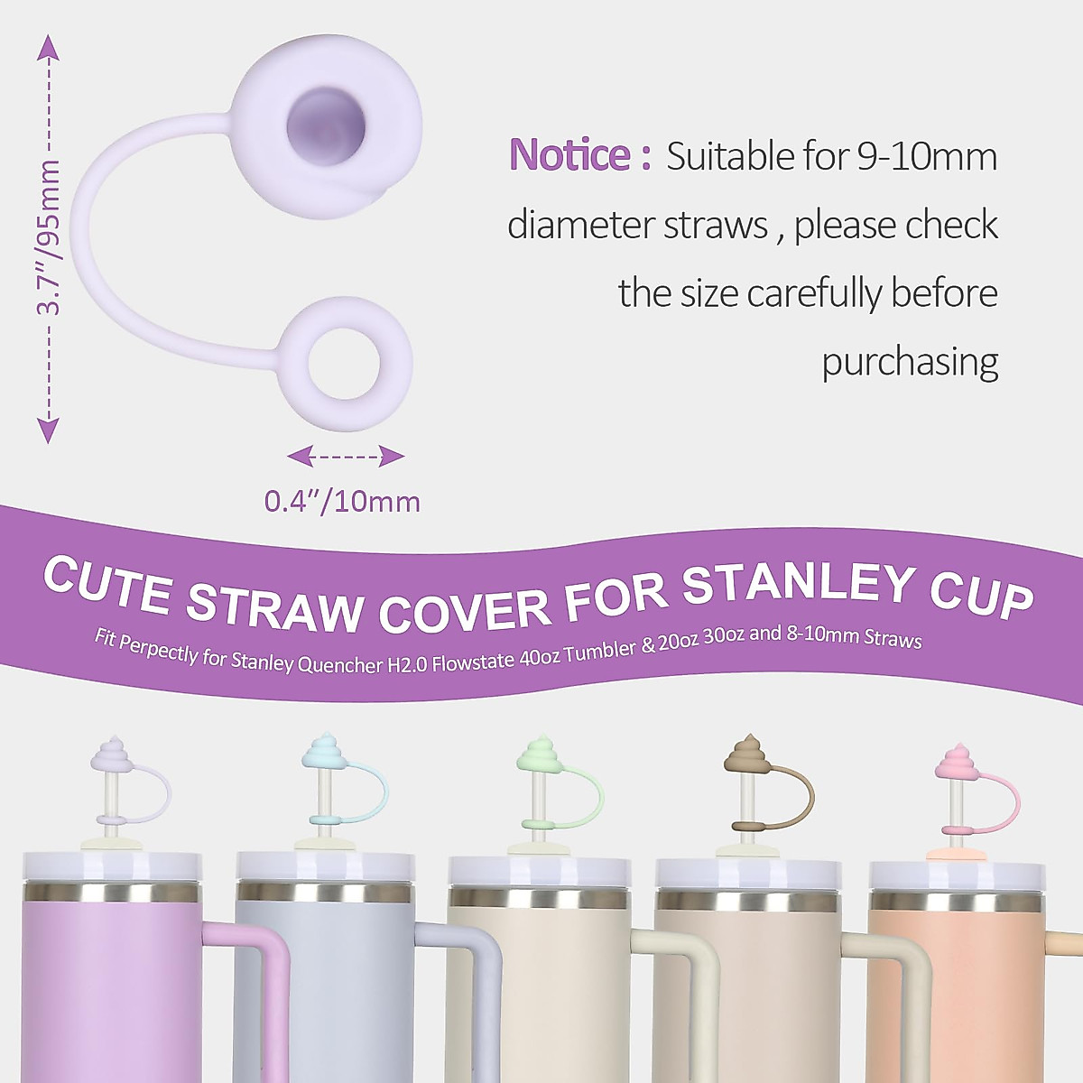 Bravace Silicone Boot for Stanley Cup Accessories, 5pcs Straw Cover Cap Compatible with Stanley 30&40 Oz Tumbler with Handle, Boot Sleeve Cover Fit with Stanley H2.0 FlowState 40oz Tumbler(Pink)