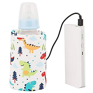 USB Baby Bottle Warmer for Breastmilk Milk Warmer for Baby Bottle Heater,Portable Travel Milk Heater Cover Mobile Bottle Warmer for Baby Milk Used in Home, Outside (inosaur-Pattern)