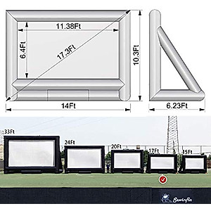 17FT Inflatable Mega Movie Screen Outdoor - Front and Rear Projection - Portable Blow Up Projector Screen for Grand Parties, Easy to Set Up