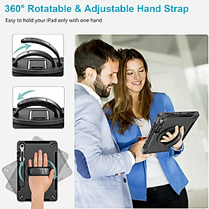 Case for Galaxy Tab S9/S9 FE 5G 2023: TPU Cover for Samstng Tablet S9 11" /S9 FE 10.9" with Screen Protector- Stand- Handle-Shoulder Strap-S-Pen Holder- Black