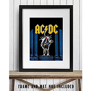 Who Made Who - AC DC Rock Music Decor Wall Art, Our Wall Decor Music Poster is a Great Vintage Decor Art Print For Home Decor, Music Room Decor, Office Decor, Bedroom & Man Cave Decor, Unframed - 8x10