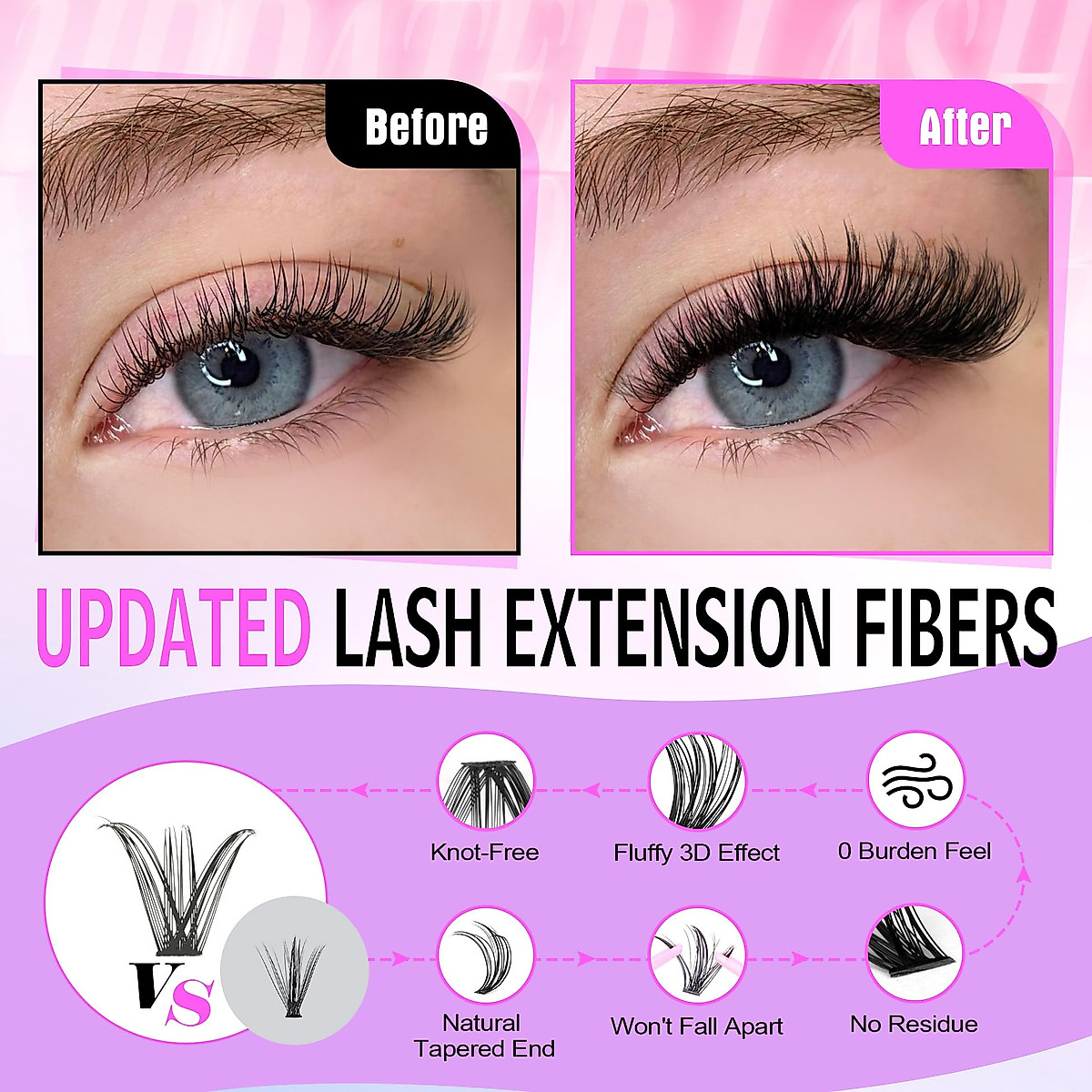 DIY Lash Extension Kit, 240pcs Eyelash Extension Kit Individual Cluster Lashes Extension DD Curly Lashes with Lash Bond and Seal at Home Lash Extensions Kit for Self Application (30p, 8-16mm)