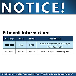 Detroit Axle - 6pc Struts Shocks Kit for 4WD 05-08 Ford F-150, Lincoln Mark LT 2005 2006 2007 2008 Complete 2 Struts with Coil Spring 2 Sway Bars 2 Rear Shock Absorbers Replacement Struts Assembly