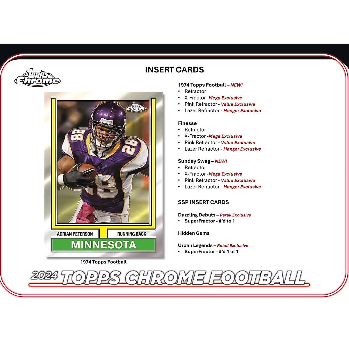 2024 Topps Chrome Football 7-Pack Trading Card Mega Box (1 Prism Refractor + Ten Rookies Per Box!)
