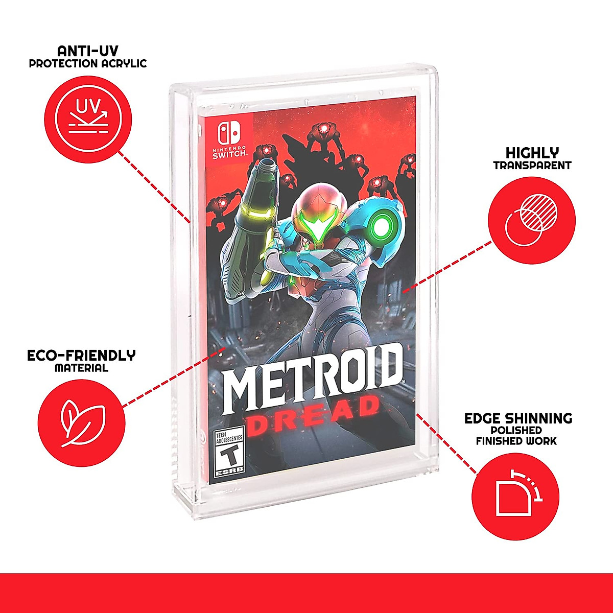 EVORETRO Acrylic Display Case Compatible for Nintendo Switch Games - Clear Game Box Protector with UV Protection - 4MM Thick Protective Case for Retro Nintendo Switch Sports Game (Pack of 2)