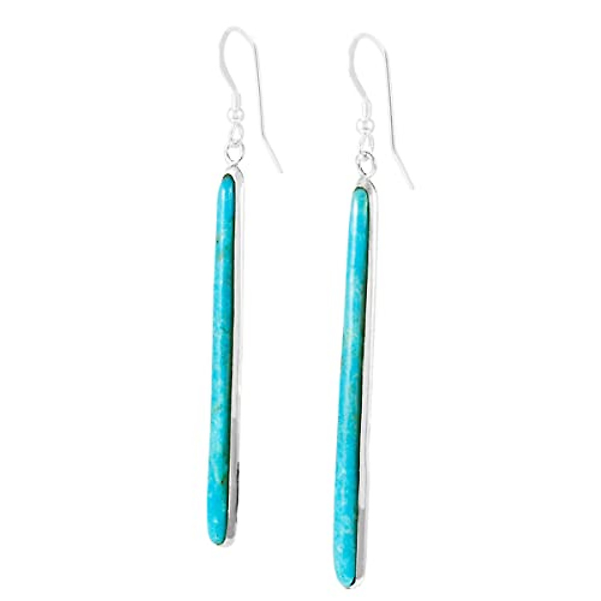 Turquoise Earrings 925 Sterling Silver & Genuine Turquoise (Choose Color) (Turquoise)