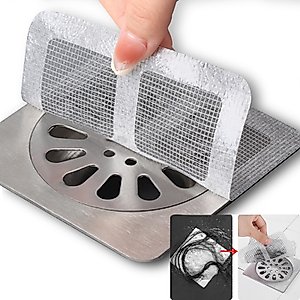 BOYYOEE Disposable Drain Hair Catcher Shower Drain Cover Hair Catcher,Shower Drain Mesh Stickers for Human and Pet Hair for Bathroom Laundry Bathtub Kitchen Sink(4"" X 4""，30 PCS Pack) (50)