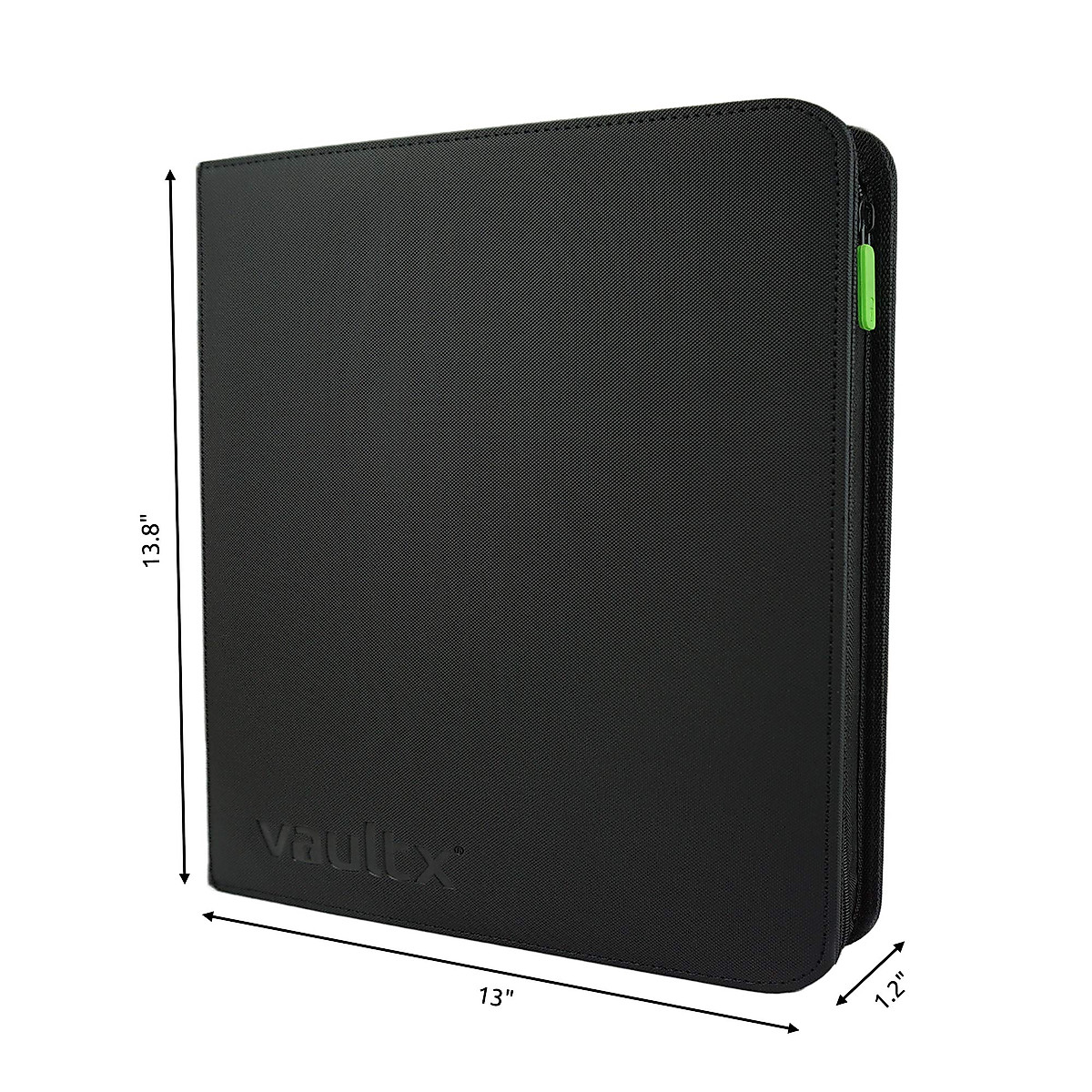 Vault X Premium Exo-Tec Zip Binder 12 Pocket, 20 Double-Sided Pages for 480 Side-Loading Slots for Board, Collectible or Trading Card Game Protective Folder Album (Black)