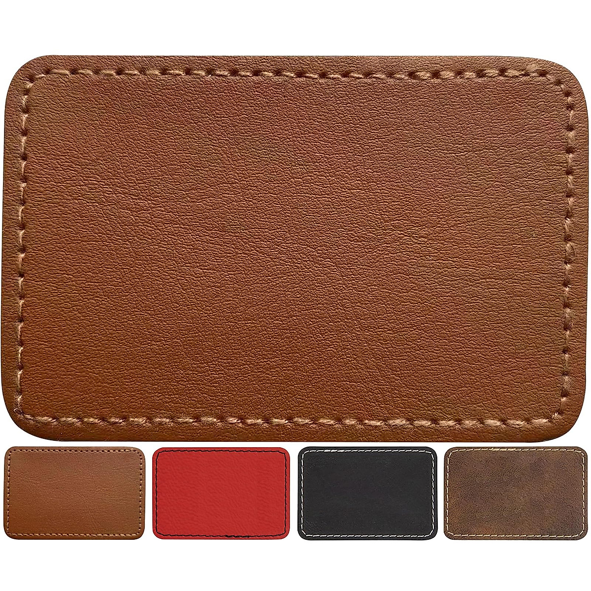 60 Pieces Light Brown-Black Leather Hat Patches for Laser Engraving with Heat Press/Transfer Adhesive Iron-on Blank Rectangle Laserable Engrave Faux Leather Supplies(3 inch×2 inch)