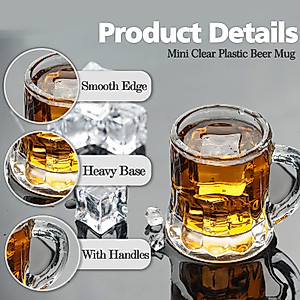 JUXINGDAZYF Mini Beer Mug Shot Glasses, Mini Beer Shot Glasses Set of 24, 2 Oz Mini Beer Mugs with Handles, Mini Glass Mugs for Beer, Whiskey, Tequila, Vodka