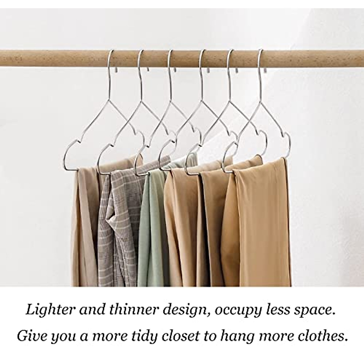 Decohomeforu 10 Pack Stainless Steel 15.75 Inches Clothes Hangers Coat Hangers, Strong Heavy Duty Stainless Steel Hangers, Ultra Thin Space Saving Clothes Hangers, Durable Slim Sleek Silver Hangers