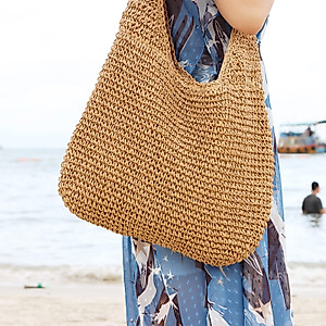Freie Liebe Straw Beach Bag for Women Summer Woven Tote Bag Shoulder Handbags