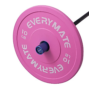 EVERYMATE 10LB Olympic Bumper Plates Set Weight Plates for Cross Training and Weightlifting, 2 Inch, Pink