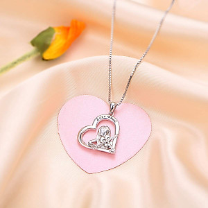 925 Sterling Silver I Love Music Girl Plays Violin Heart Pendant Necklace Fiddle Musical Jewelry for Violinist Daughter Women, 18 inch
