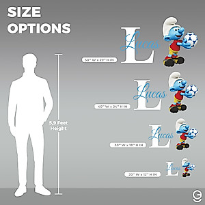 EGD Personalized The Smurfs Wall Decor I Name & Initial Soccer The Smurfs Wall Decals I Custom Name for Your Baby Room Decoration I Nursery Decor for Girls & Boys I Multiple Options for Customization