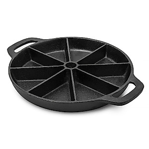 GLOCHYRA Cast iron Cornbread Pan - Wedge Scone Pan for baking - Pre-seasoned Cornbread skillet with dividers 8 section - Completes with silicone handle holder, Spatula