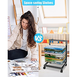 WISIMMALL Art Drying Rack, Paint Drying Rack with 9 Removable Shelves,Wall Art Storage Drying Rack with Wheels for Classrooms & Art Studios(9 Shelves)